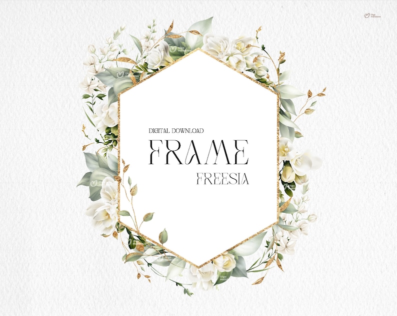 Floral Frame White Flower Frame Foliage Freezia Wedding - Etsy