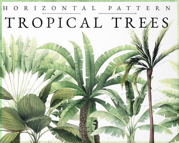 Tropical Trees Tropical Digital Paper PNG Seamless Pattern - Etsy
