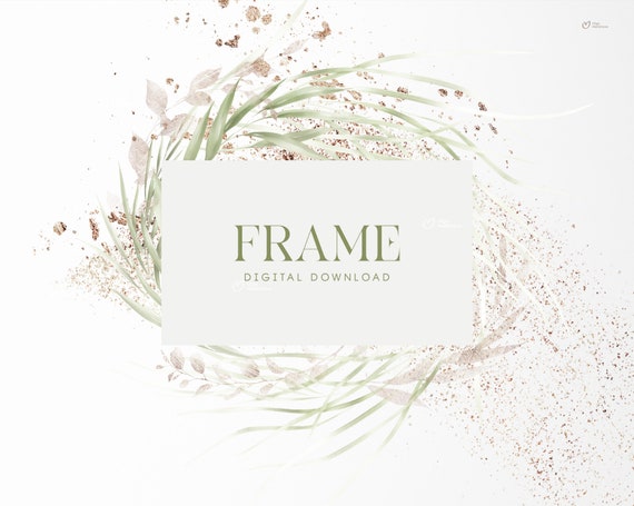 Floral Frame Greenery Frame With Gold Ligth Foliage Wedding - Etsy