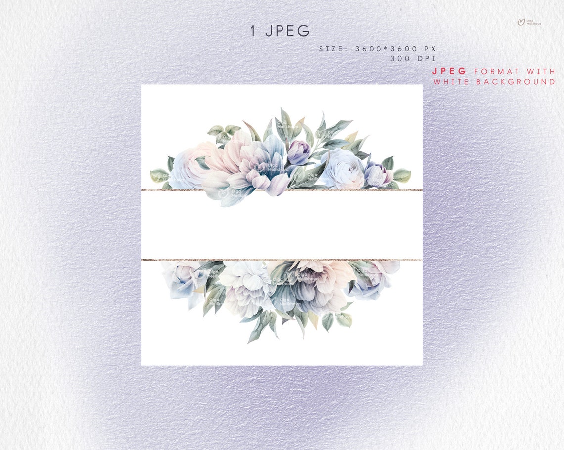 Floral Frames Blue Flowers Watercolor Wedding Frame Clipart - Etsy