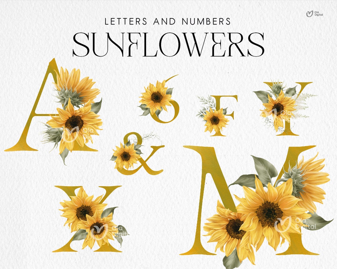 Letters and Numbers, Sunflower Alphabet, Floral Alphabet, Pink Alphabet ...