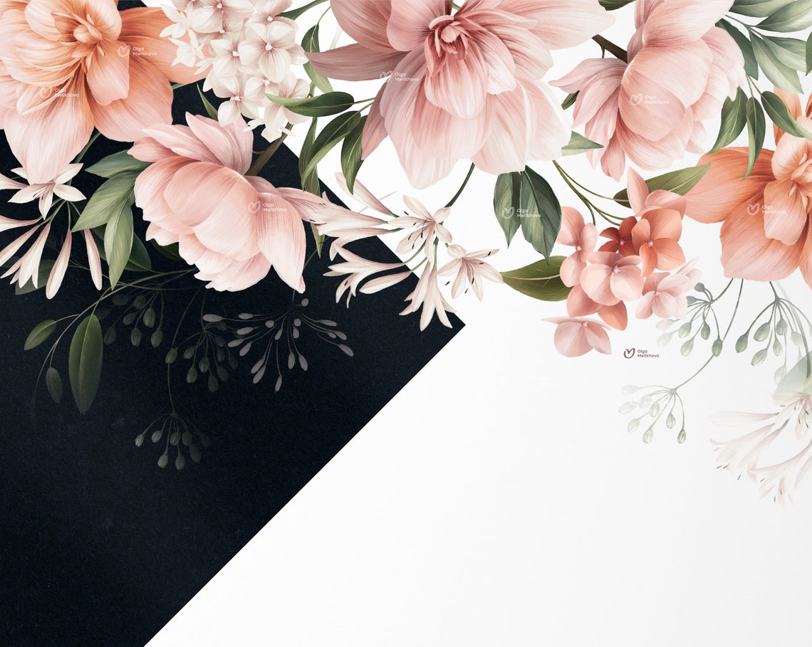 Flower Set Floral Frames and Border Digital Floral Clipart | Etsy