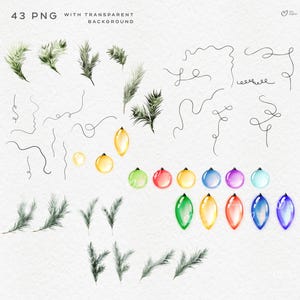 Christmas Lights Clipart, Xmas Illustrations, Christmas Bundle, Glowing ...