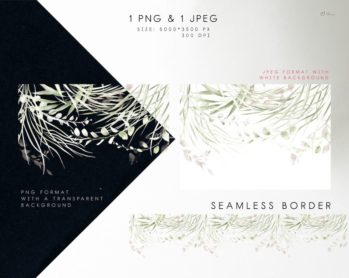 Greenery Seamless Border Floral Border Pattern Border - Etsy