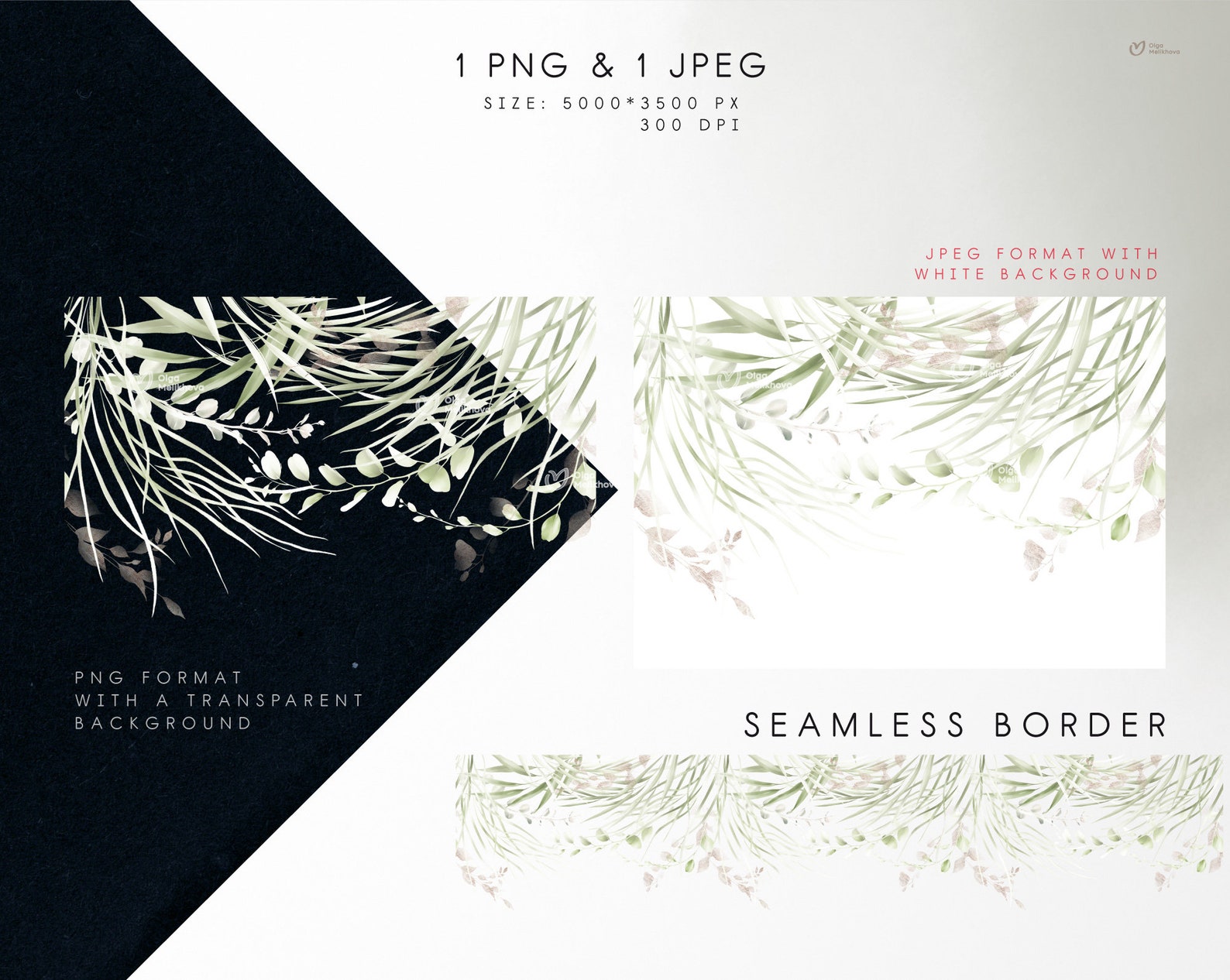 Greenery Seamless Border Floral Border Pattern Border - Etsy