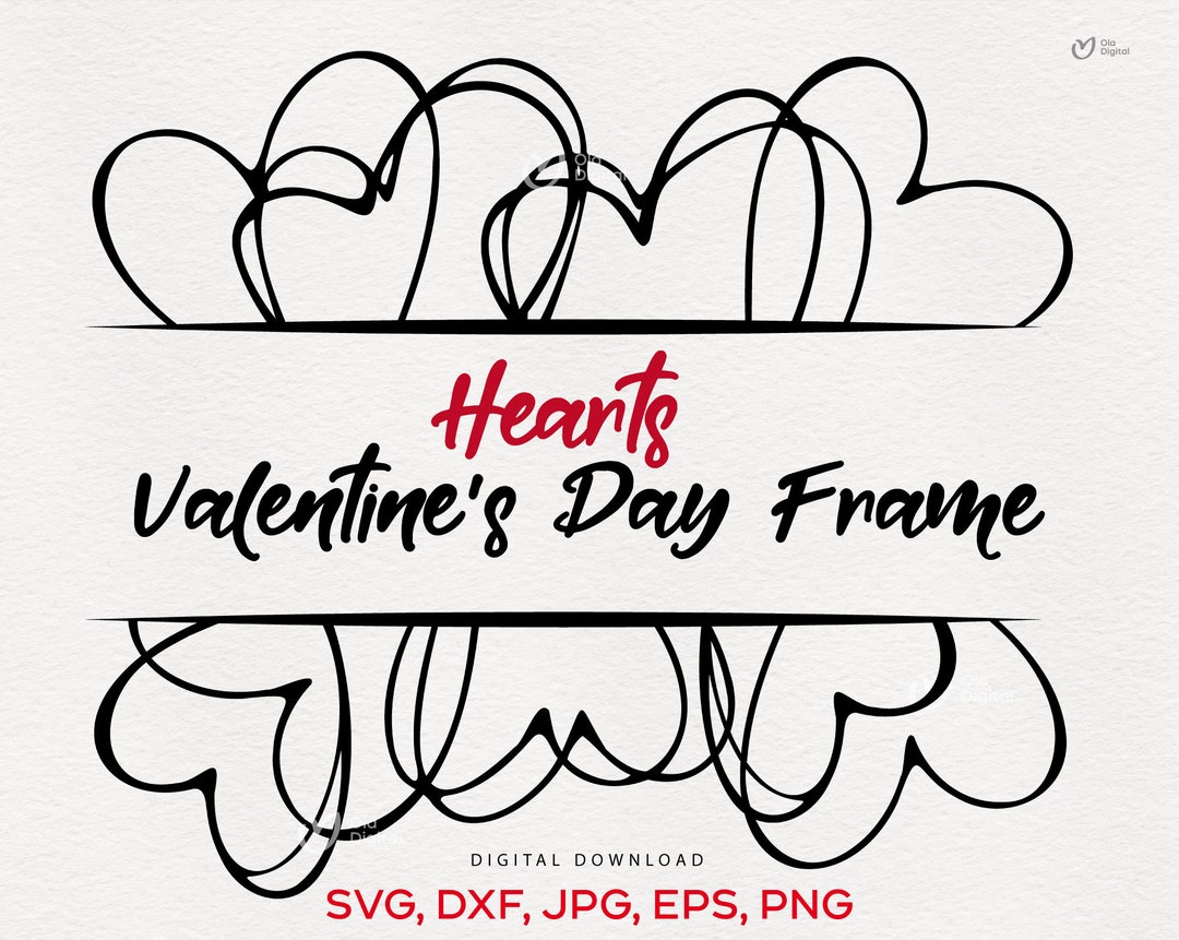 Valentine's Day Frame SVG, Heart SVG, Digital Clipart PNG, Instant ...