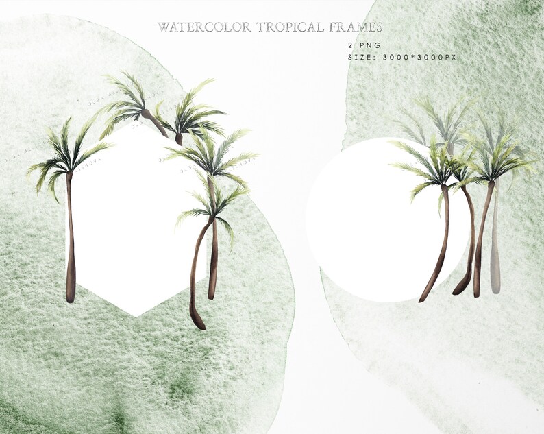 Tropical Trees Collection Digital Tropical Paper Tropical | Etsy