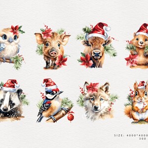 Watercolor Cute Christmas Animals, Woodland Animal Clipart, Winter Baby ...