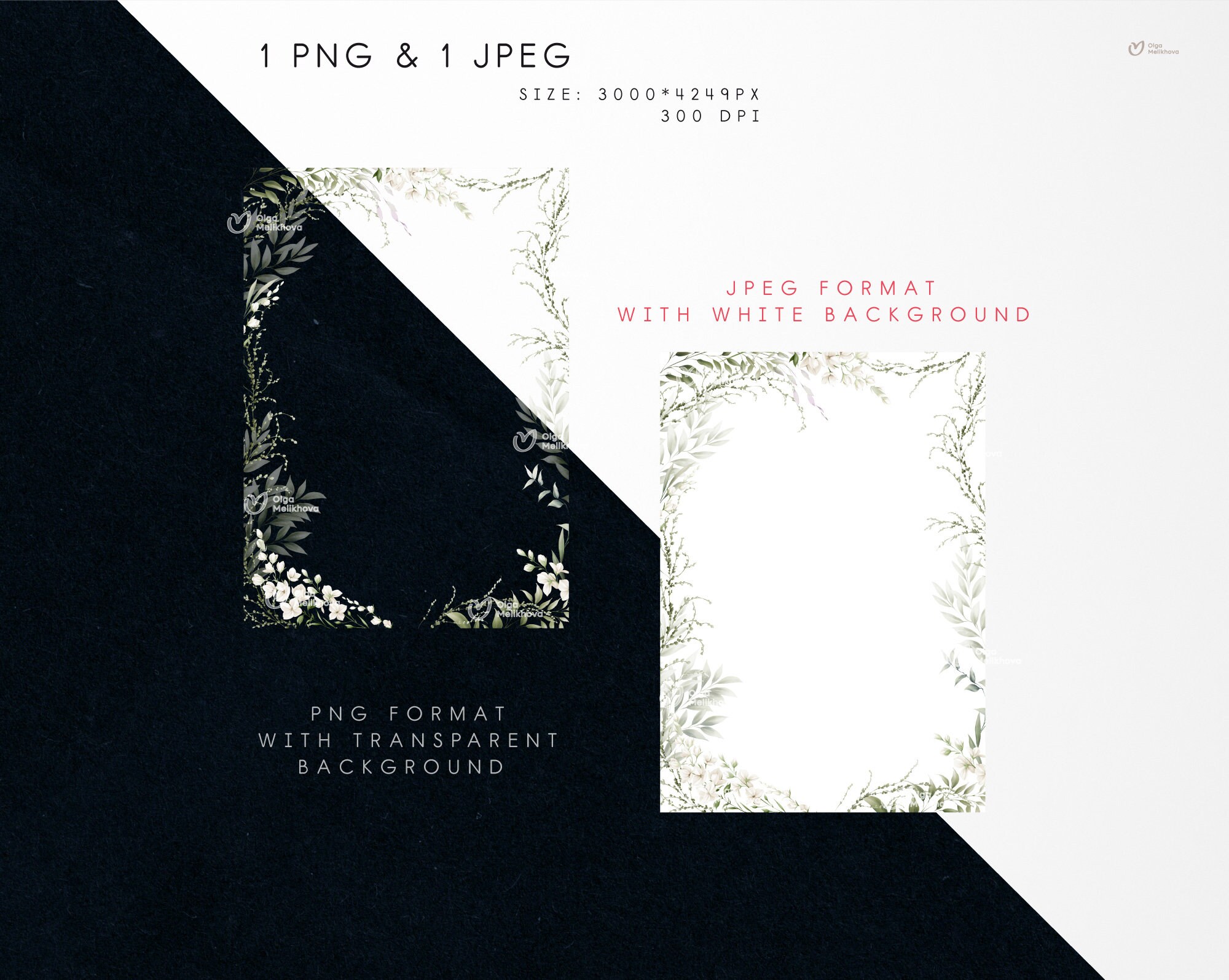 Floral Frame Digital Spring Card With Greenery Foliage - Etsy