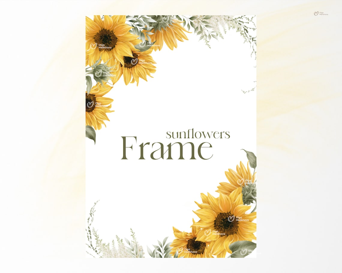 Floral Frame Sunflower Frame Sunflower Border Watercolor - Etsy