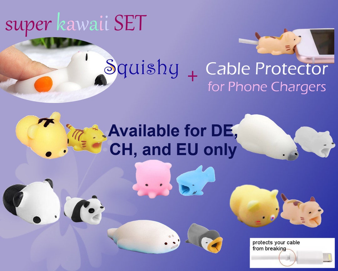 EU ONLY Kawaii Cable Protector Squishy Combo Set Cute Gifts Squishy ...