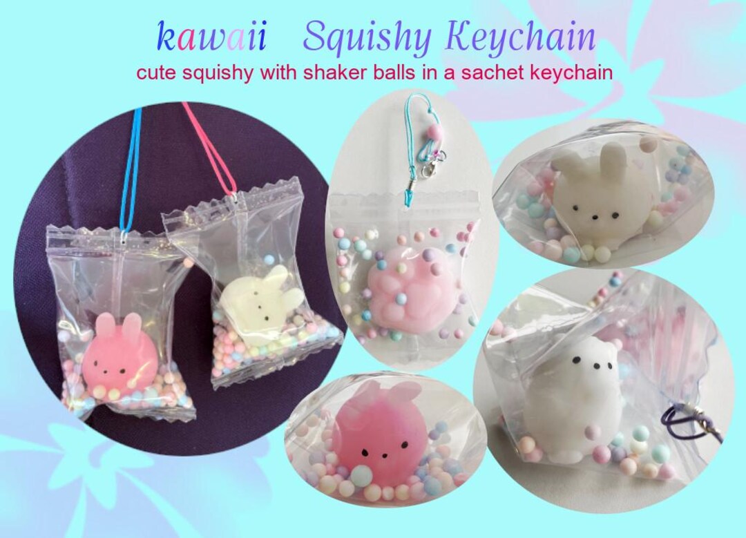 New Squeeeze Me Squishy Mochi Shaker Keychain Stress Reliever Squishy ...