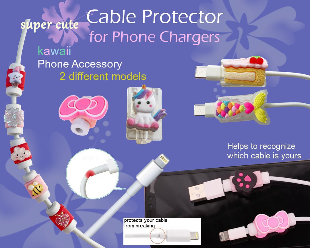 Cute USB Phone Charger Cable Protector Kawaii Designs Smartphone ...