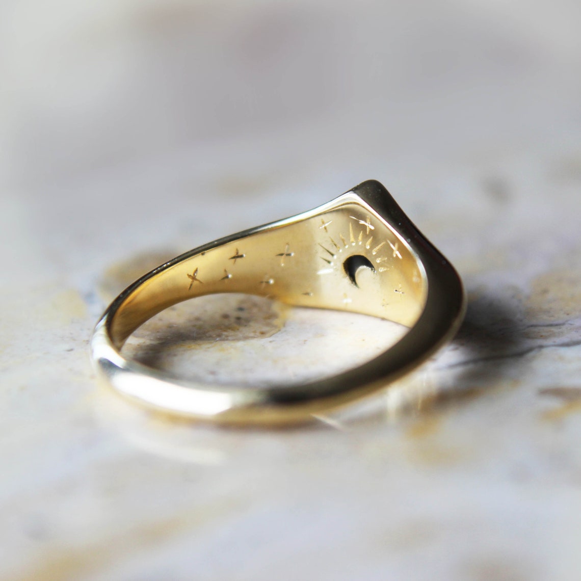 Trillion Diamond Signet Ring Triangle Engagement Ring Hand - Etsy