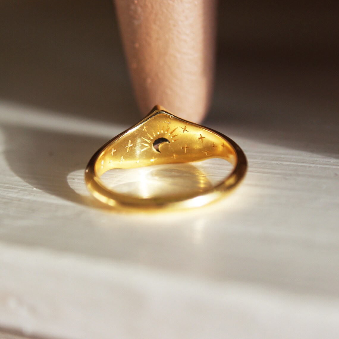 Trillion Diamond Signet Ring Triangle Engagement Ring Hand - Etsy