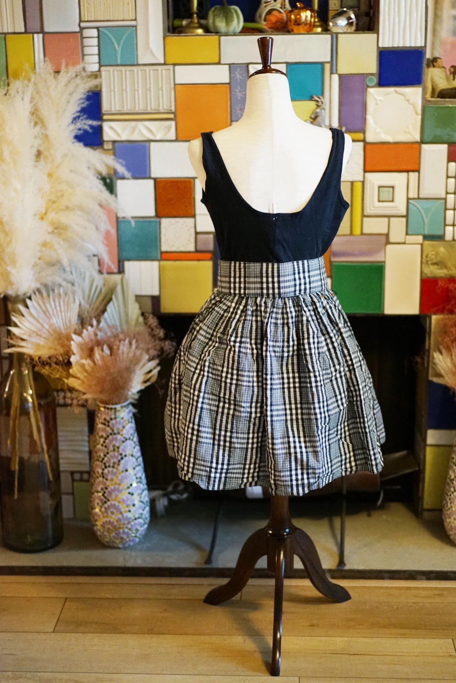 Vintage DBA LA Balletcore Black and White Plaid Punk Goth Mini Dress - Etsy