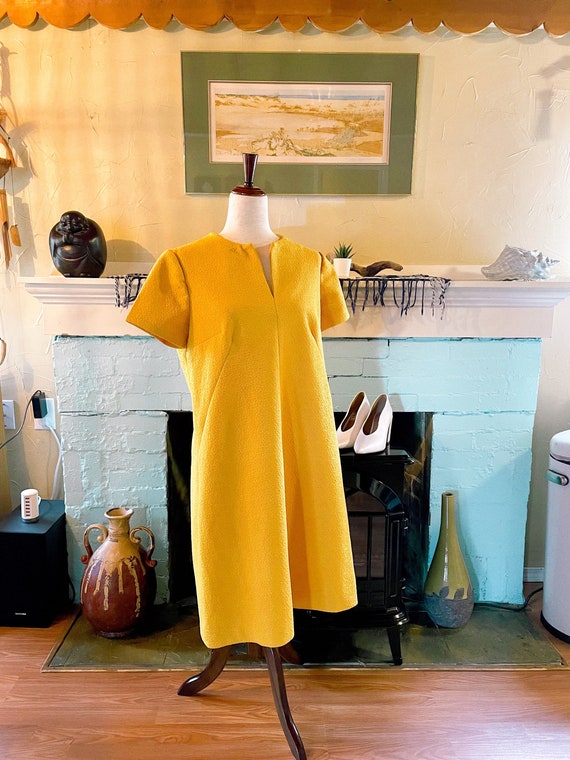 Vintage Plus Size Mid Century Mod Mustard Yellow Madmen Dress | Etsy