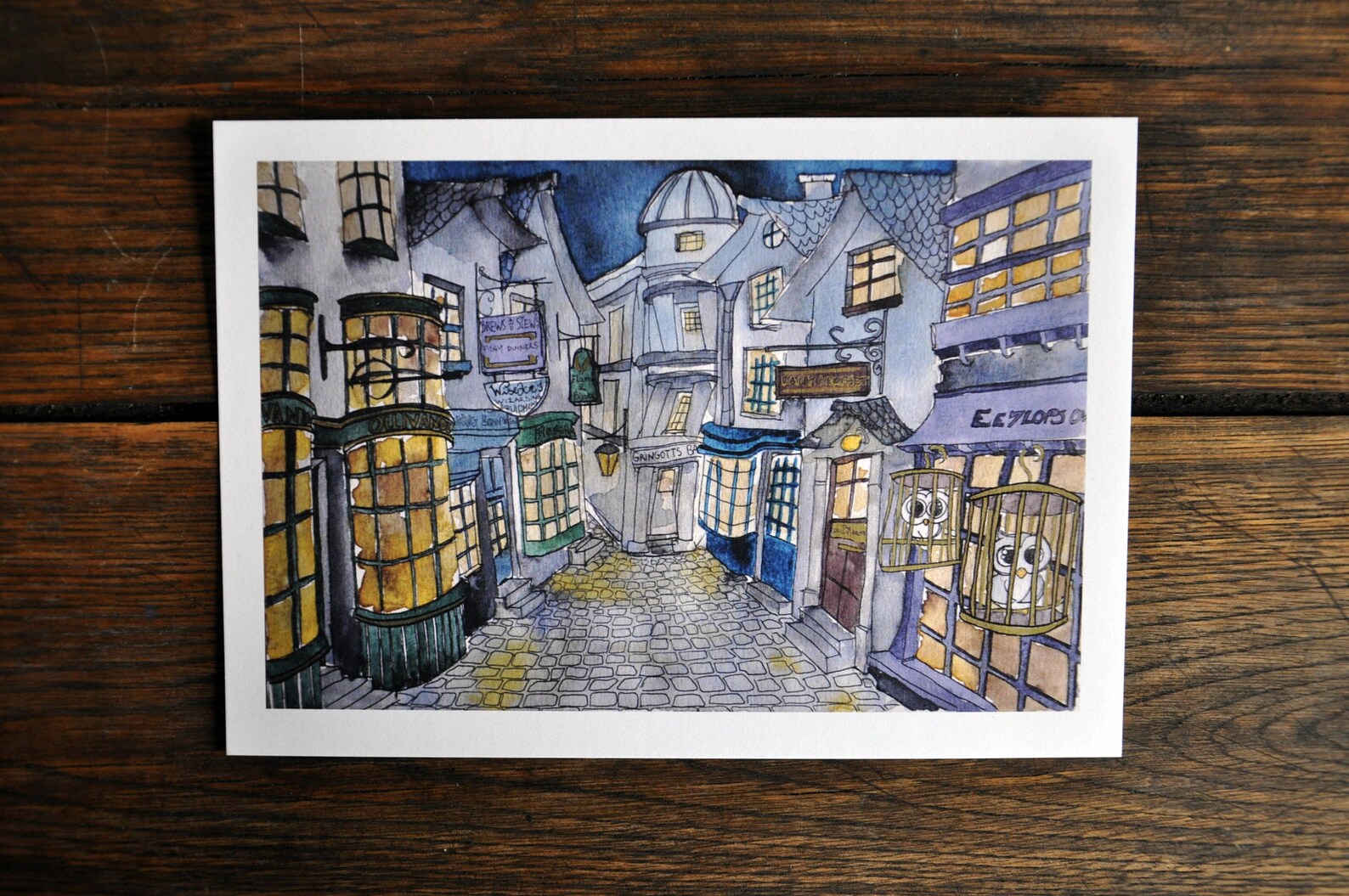Illustration aquarelle Harry Potter Chemin de Traverse / Diagon alley ...