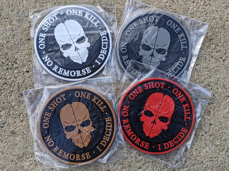 PVC Tactical Hook Backed Patch Skull One Shot One Kill Sniper Patch - Etsy