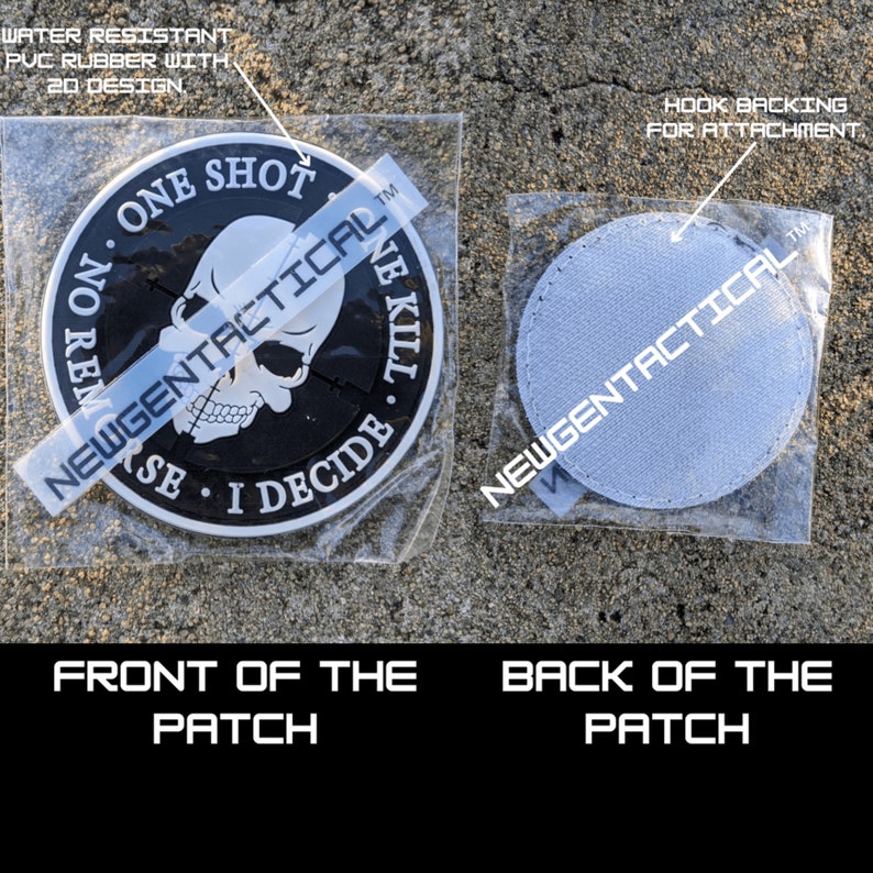 PVC Tactical Hook Backed Patch Skull One Shot One Kill Sniper Patch - Etsy
