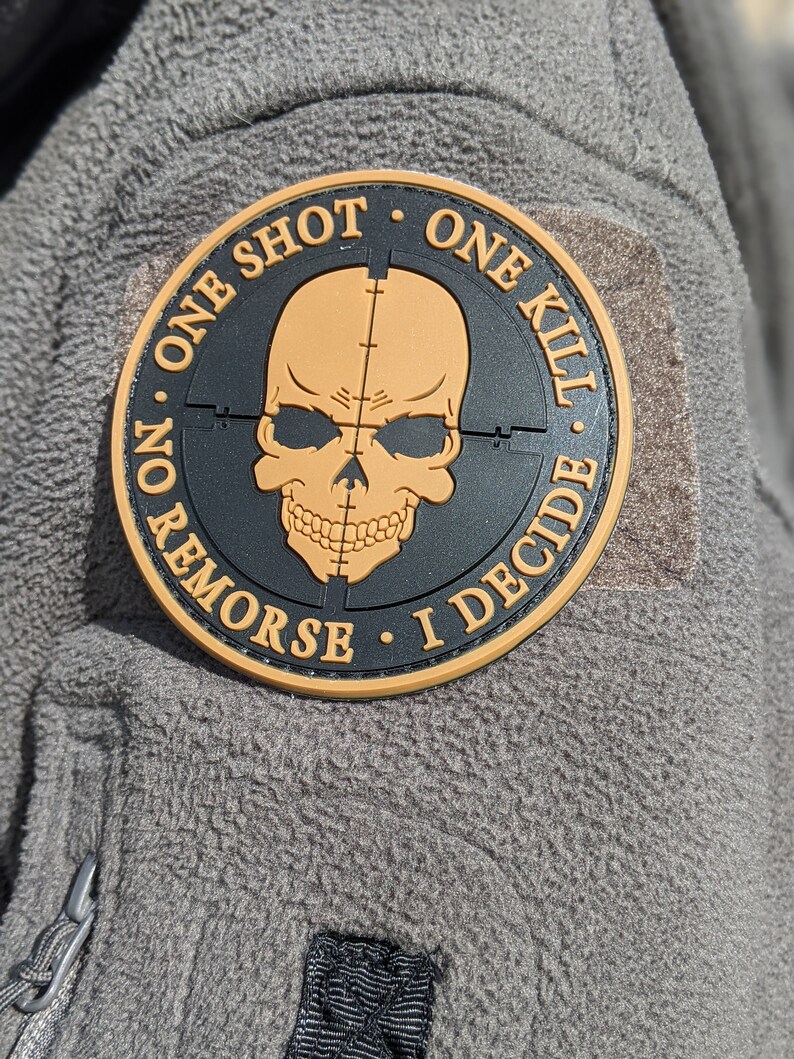 PVC Tactical Hook Backed Patch Skull One Shot One Kill Sniper Patch - Etsy