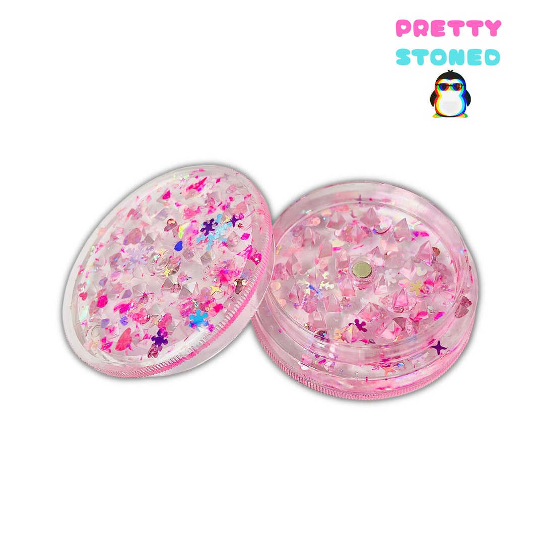 Cute Pink Grinder - Kawaii Glitter Grinder - Handmade Acrylic Grinder ...
