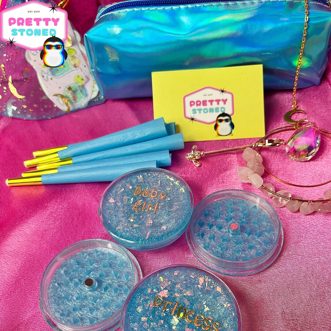 Custom Blue Glitter Grinder Set Personalised Acrylic Grinder Blue ...