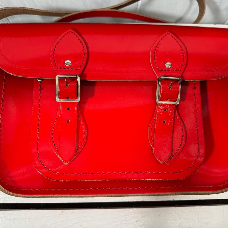 Red Leather Satchel - Etsy