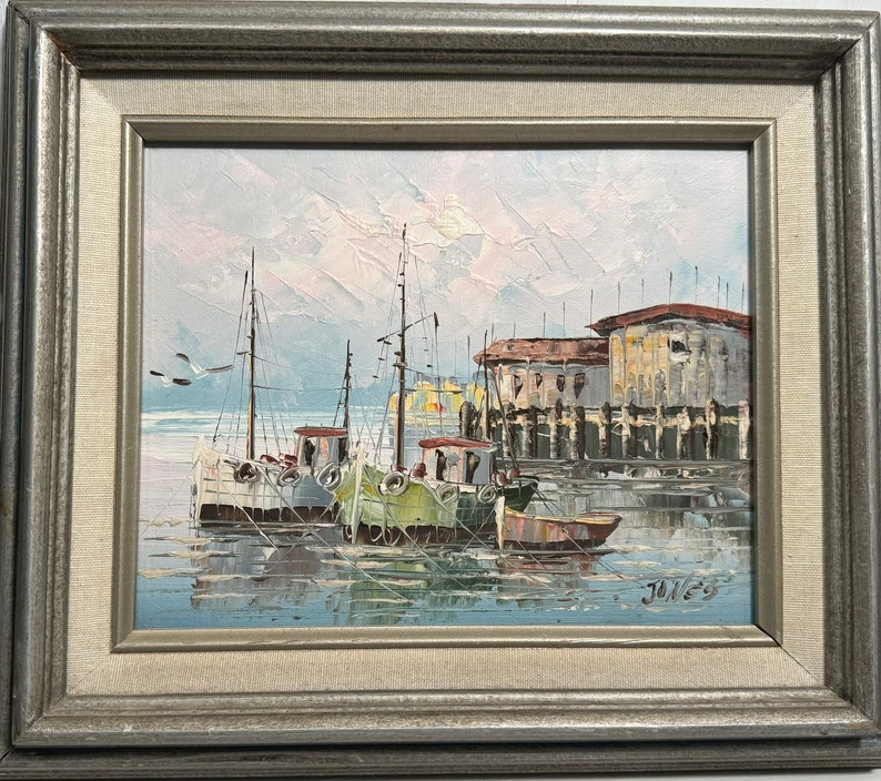 W. Jones Original Painting on Canvas Framed, 9.5x7.5 Lovely Nautical ...