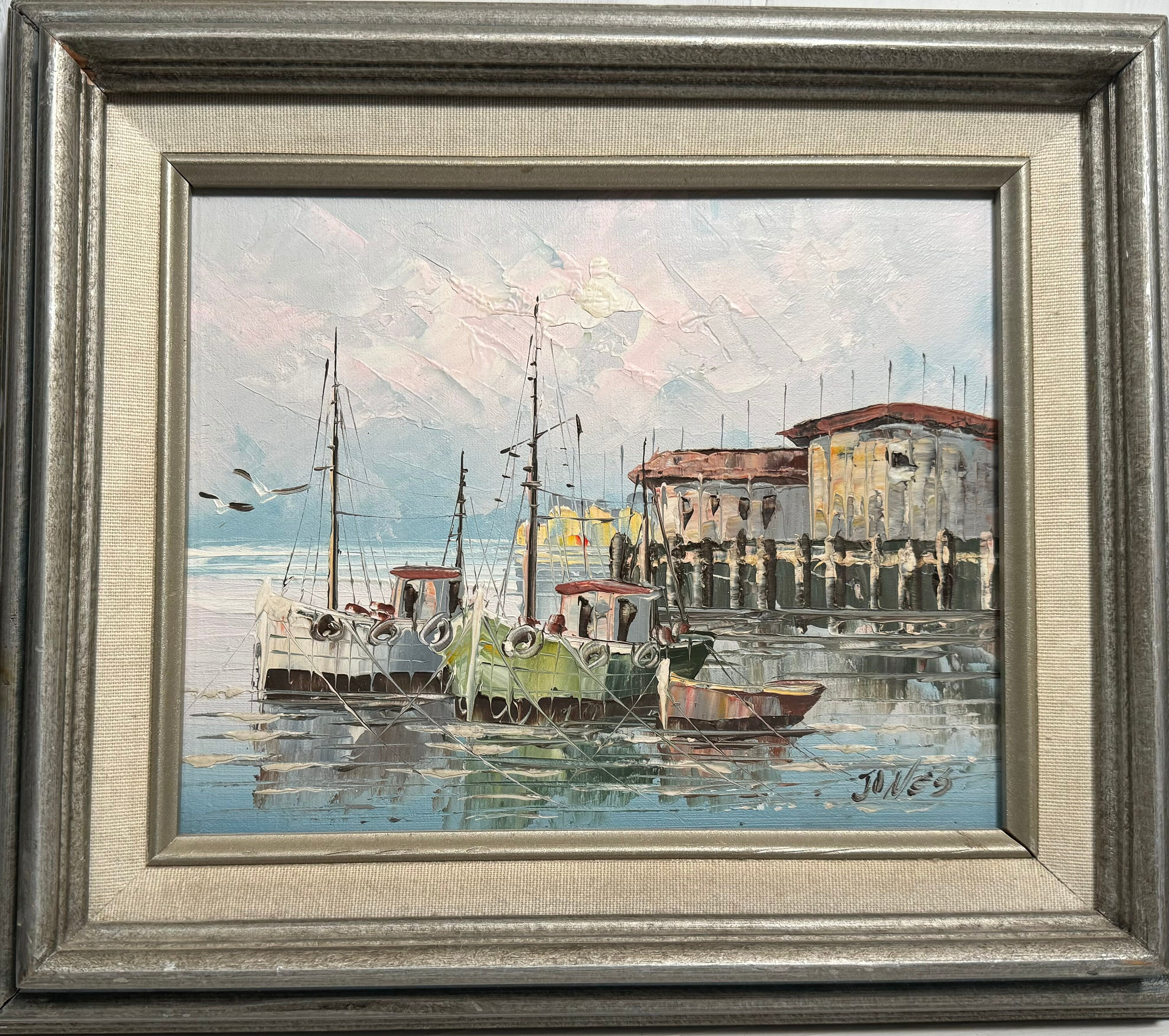 W. Jones Original Painting on Canvas Framed, 9.5x7.5 Lovely Nautical ...