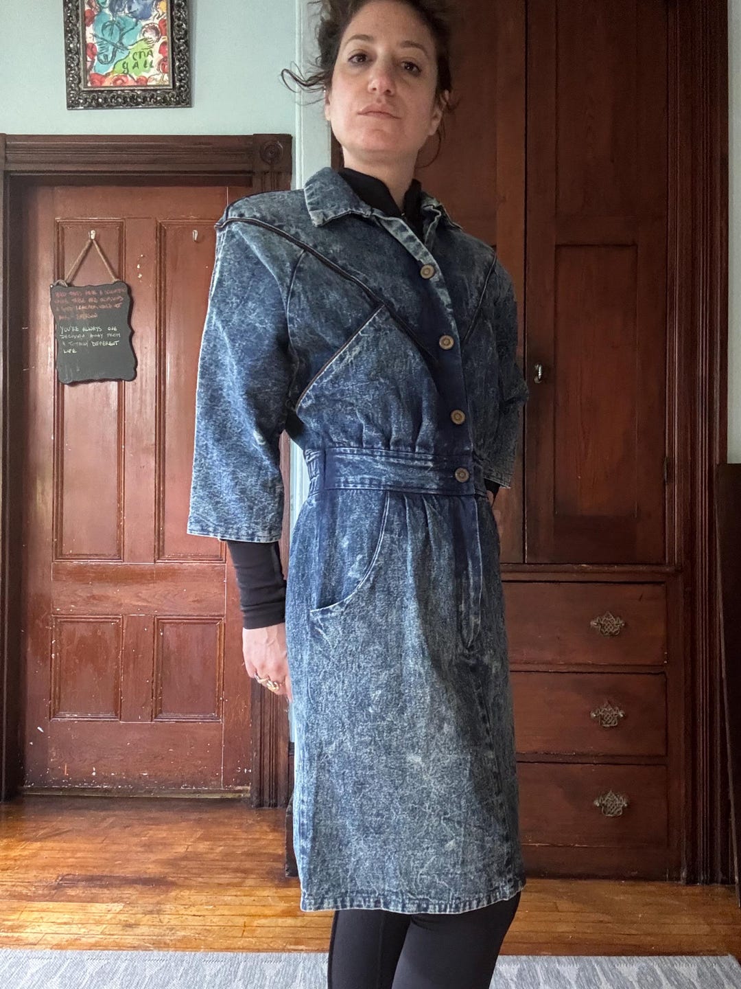 Retro Diamond's Run 80s Acid Wash Denim Sheath, ZIPPER DETAILS, Size ...