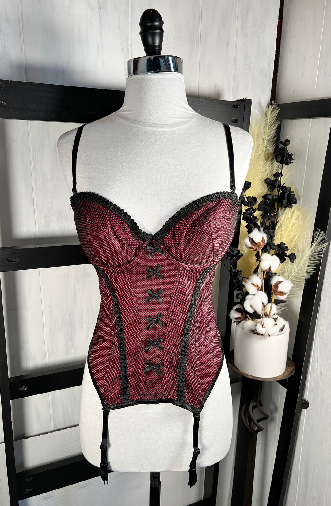 Retro Gossard Corset Removable Straps/suspenders, Fishnet, 36C, New Old ...