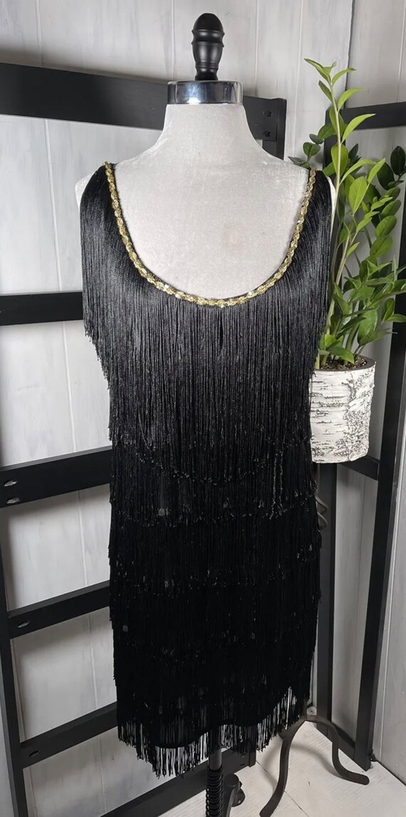 Jerry Beck For Charades FLAPPER Tasseled Tiered Dress… - Gem