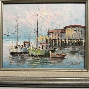 W. Jones Original Painting on Canvas Framed, 9.5x7.5 Lovely Nautical ...