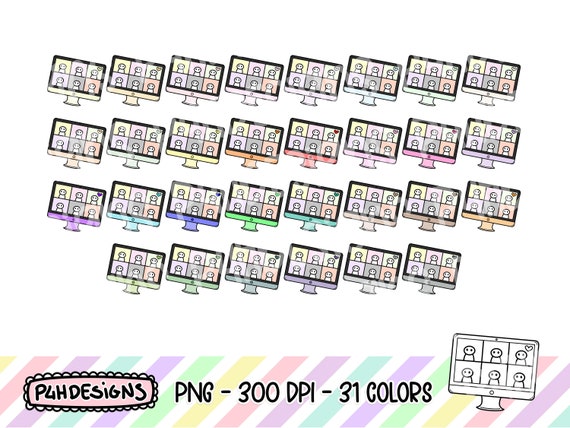 Video Call Clipart Doodle Clipart Multicolor Commercial - Etsy