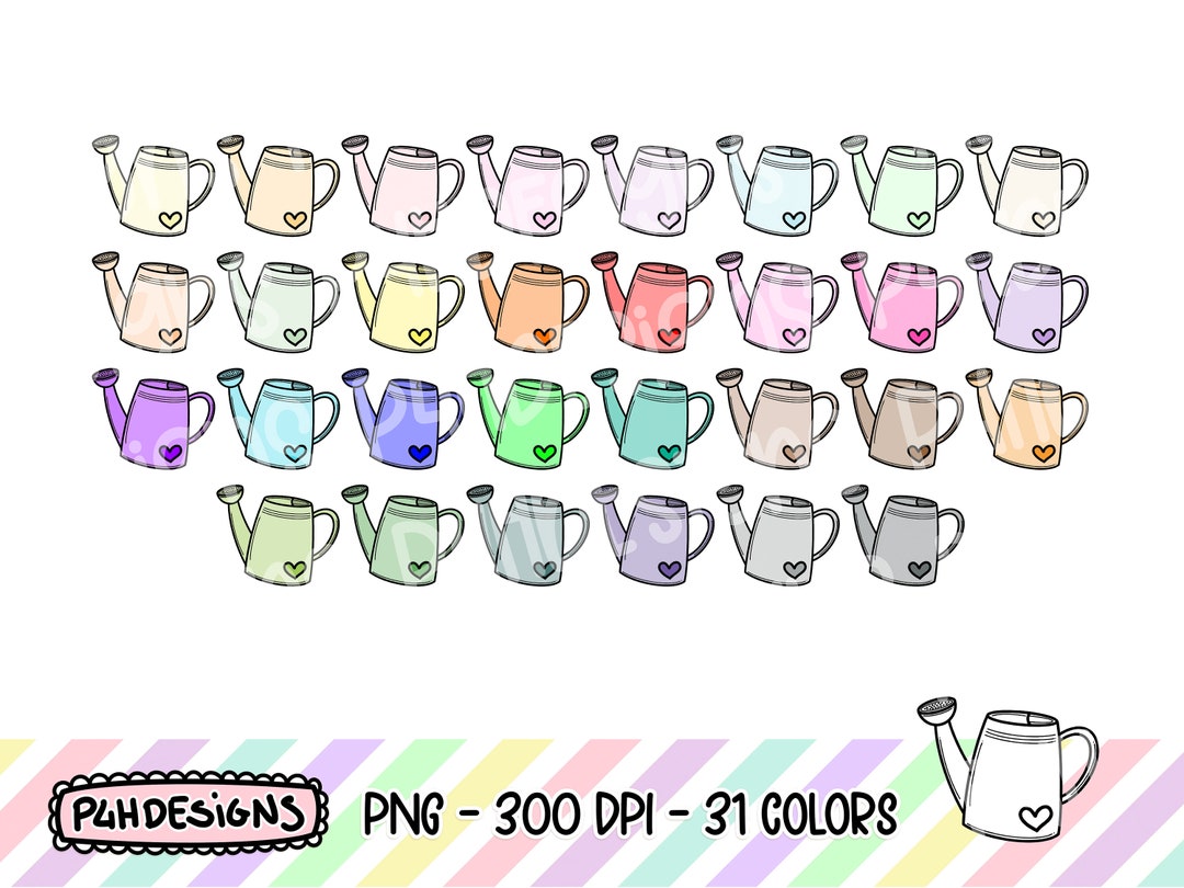Watering Can Clipart, Doodle Clipart, Multicolor, Commercial Use, Hand ...