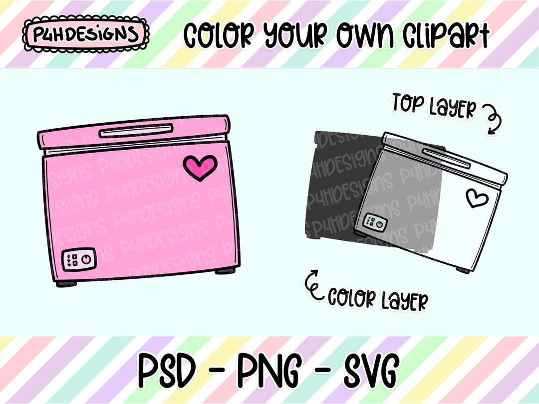 Chest Freezer Clipart, LAYERED, Doodle Clipart, Can Be Colored ...