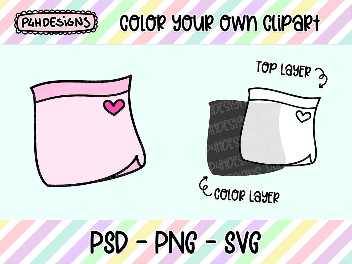 Sticky Notes Clipart LAYERED Doodle Clipart Can Be Colored - Etsy