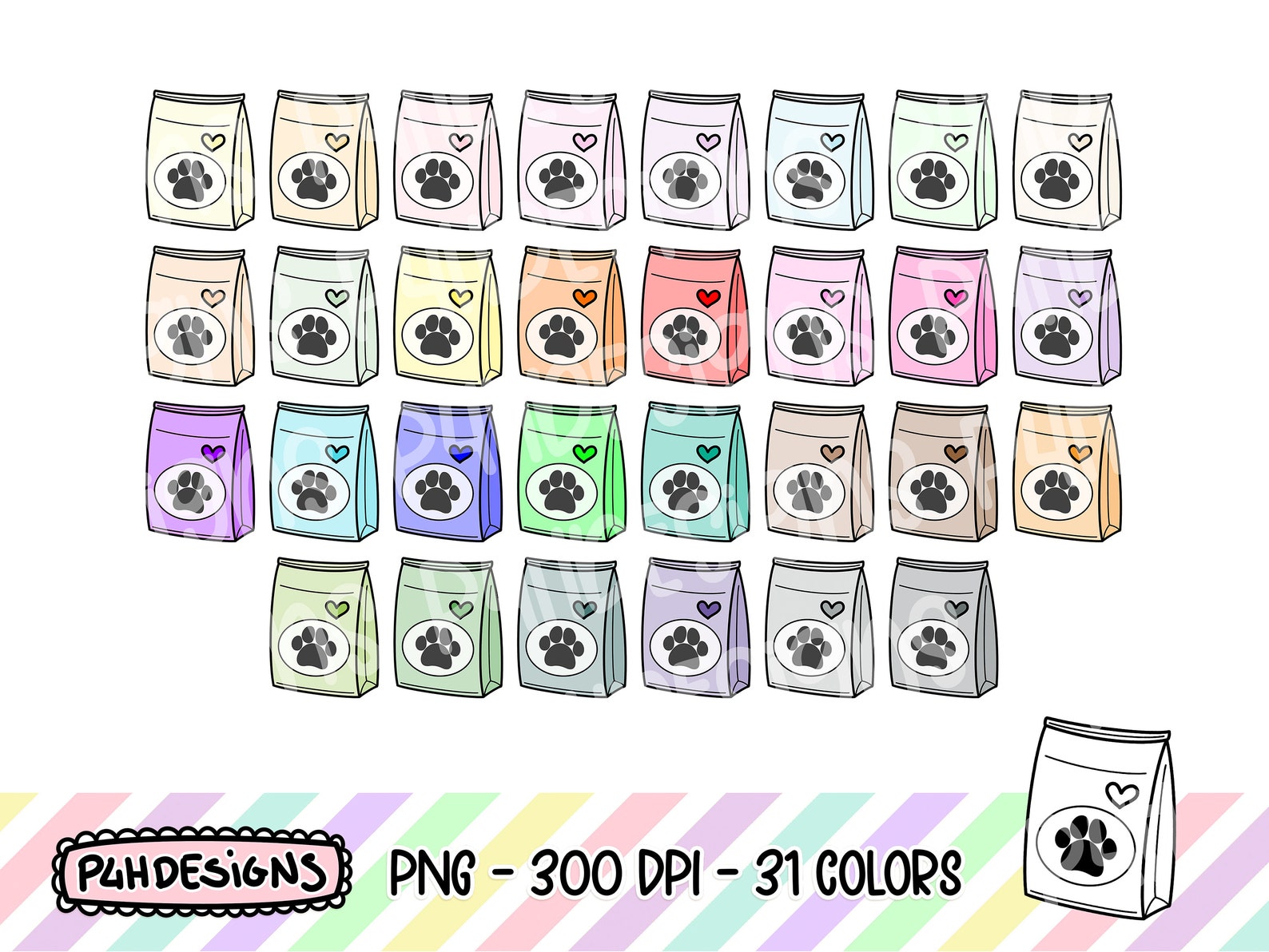 Pet Food Bag Clipart, Doodle Clipart, Multicolor, Commercial Use, Hand ...