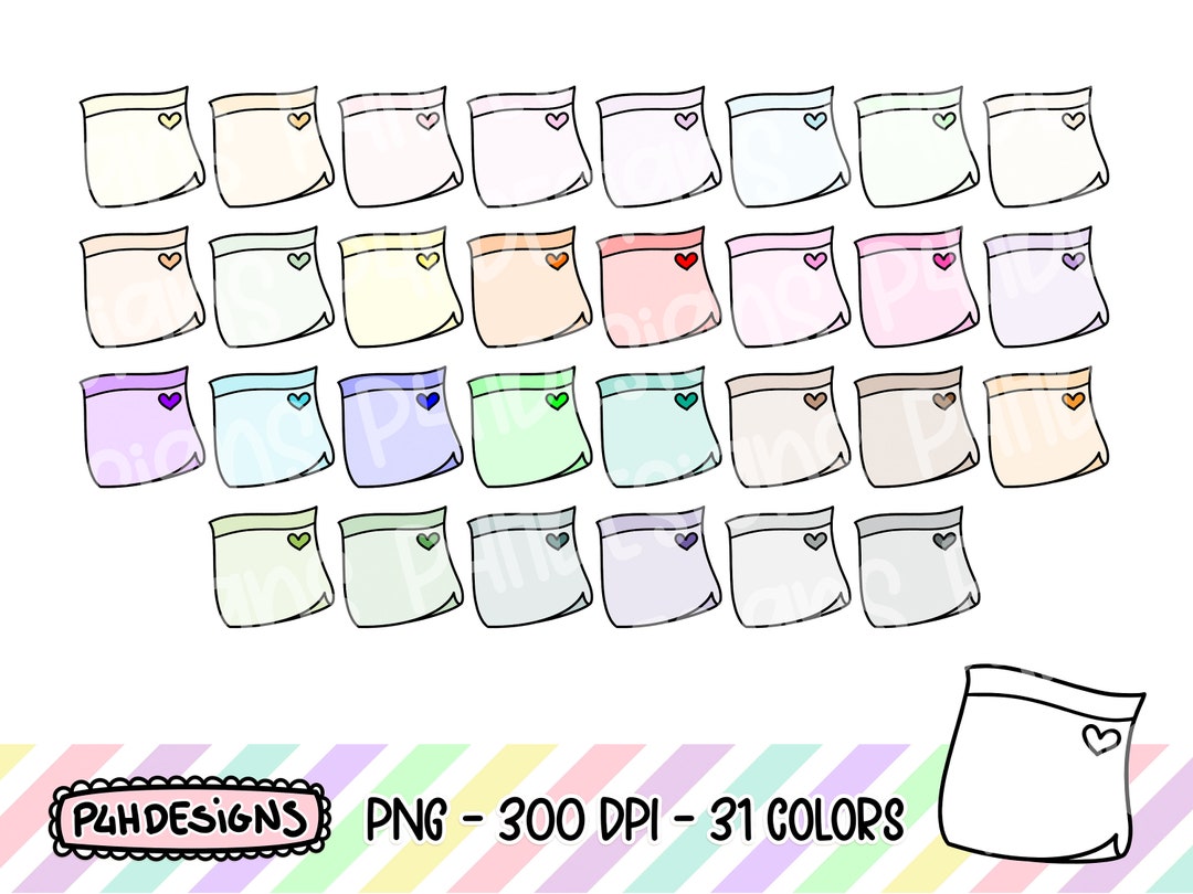 Sticky Notes Clipart, Doodle Clipart, Multicolor, Commercial Use, Hand ...