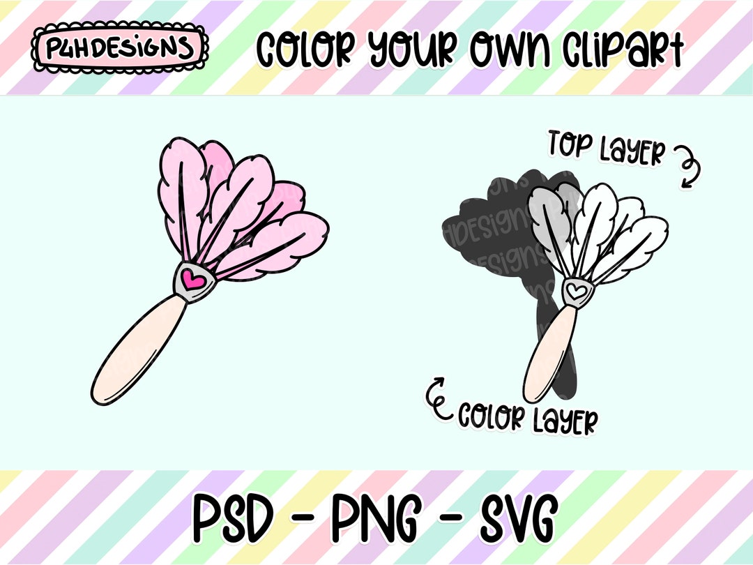 Feather Duster Clipart, LAYERED, Doodle Clipart, Can Be Colored ...