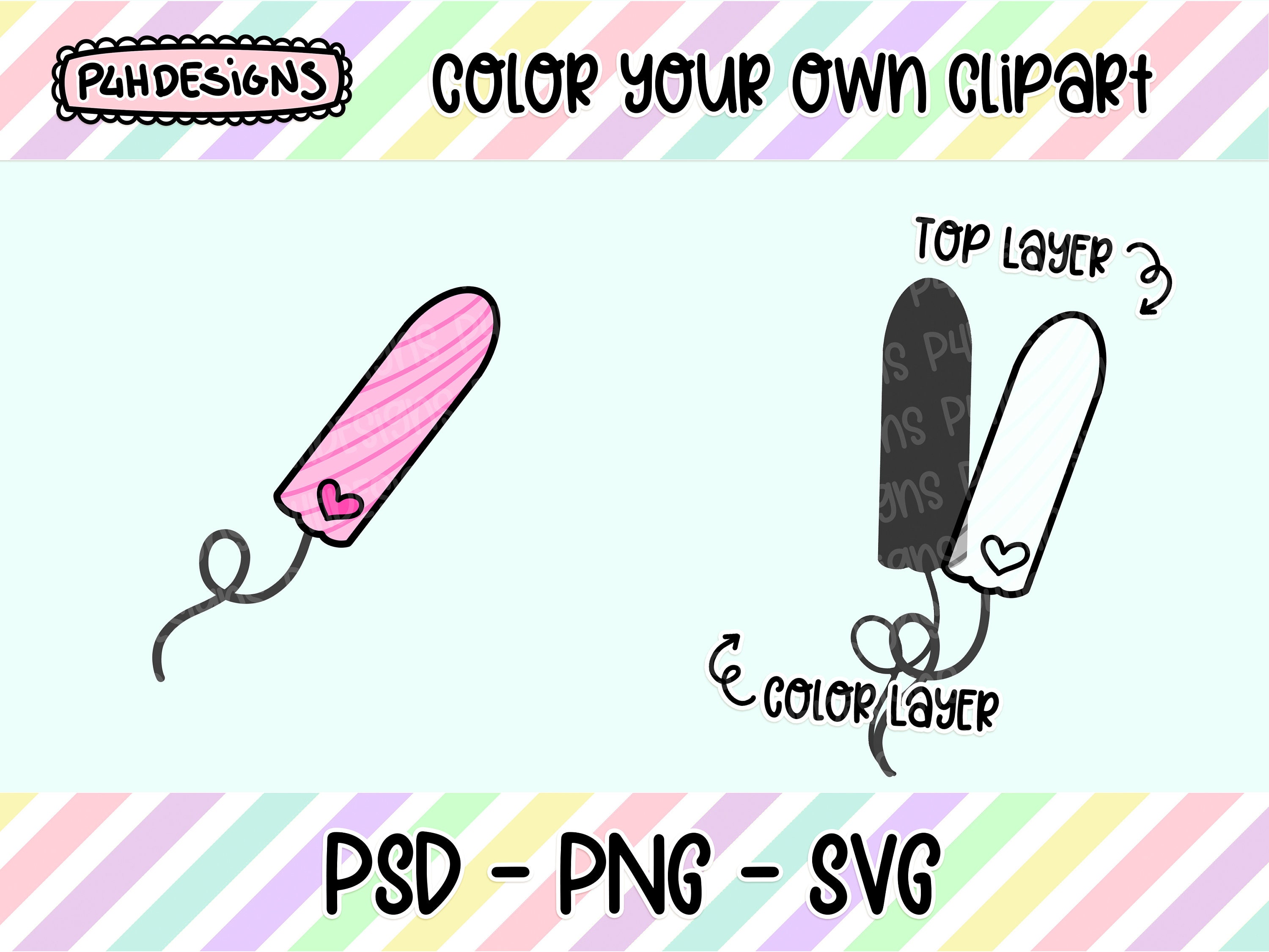 Tampon Clipart, LAYERED, Doodle Clipart, kann gefärbt werden ...