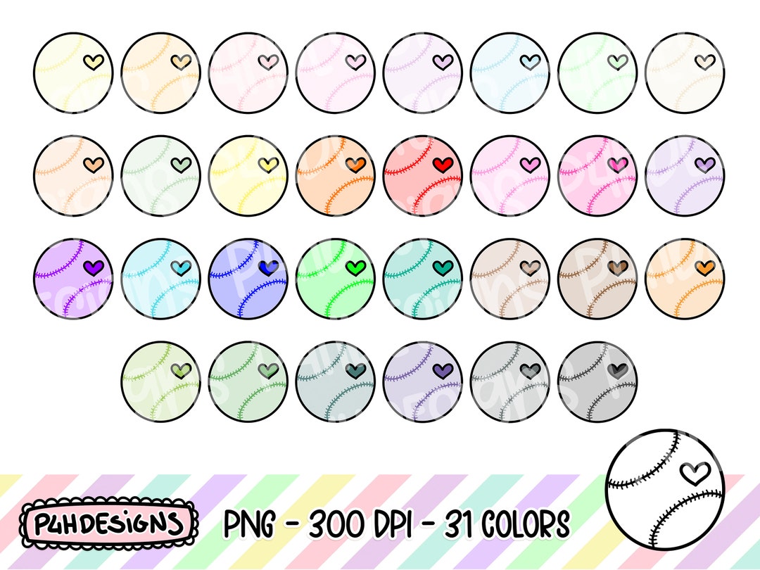 Baseball Clipart, Sports Clipart, Doodle Clipart, Multicolor ...