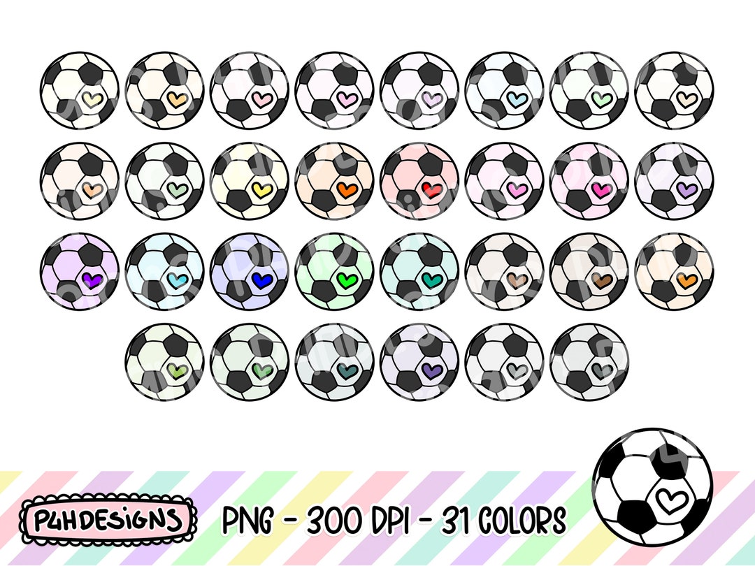 Soccer Ball Clipart, Doodle Clipart, Multicolor, Commercial Use, Hand ...