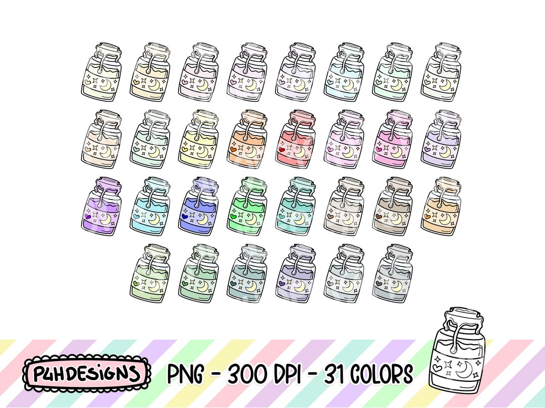 Spell Jar Clipart, Doodle Clipart, Multicolor, Commercial Use, Hand ...