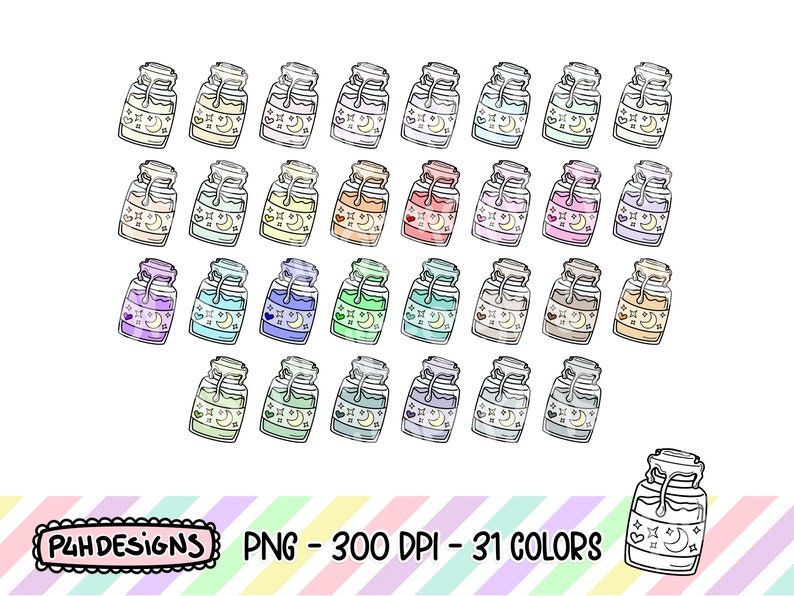 Spell Jar Clipart, Doodle Clipart, Multicolor, Commercial Use, Hand ...
