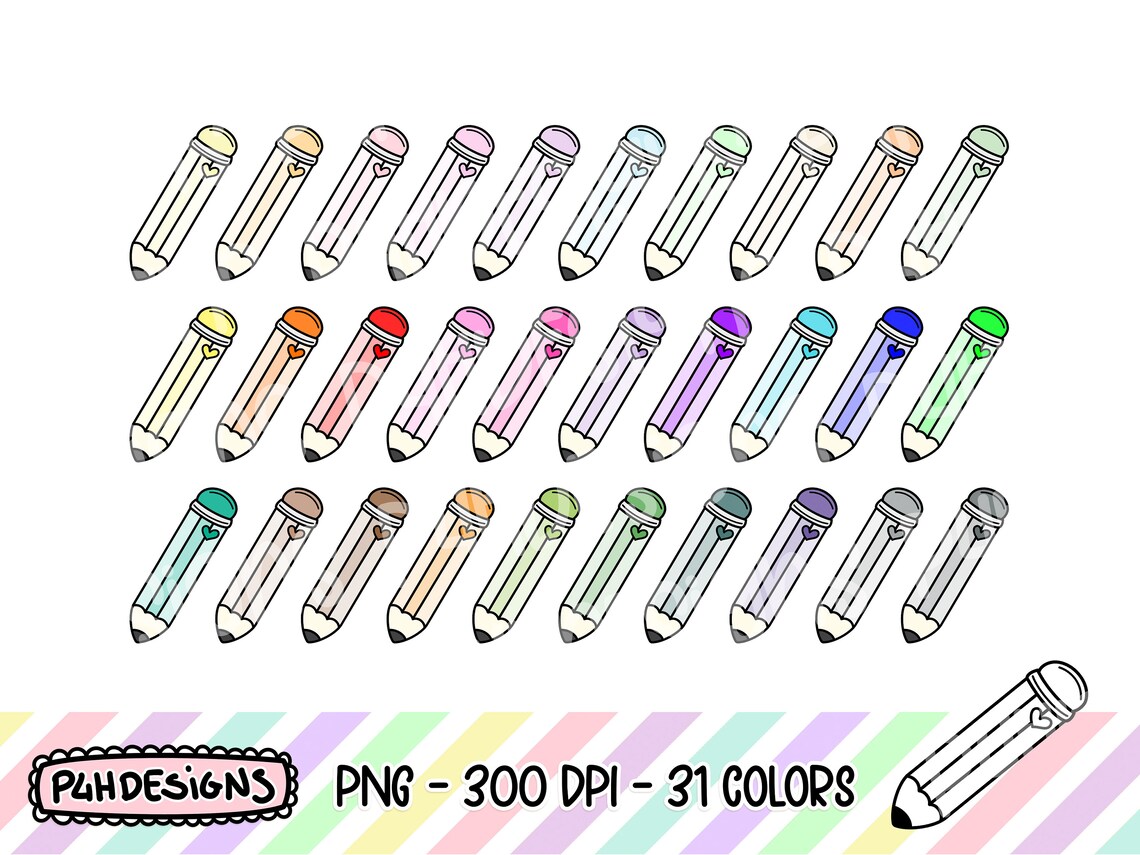 Pencil Clipart, Doodle Clipart, Multicolor, Commercial Use, Hand Drawn ...