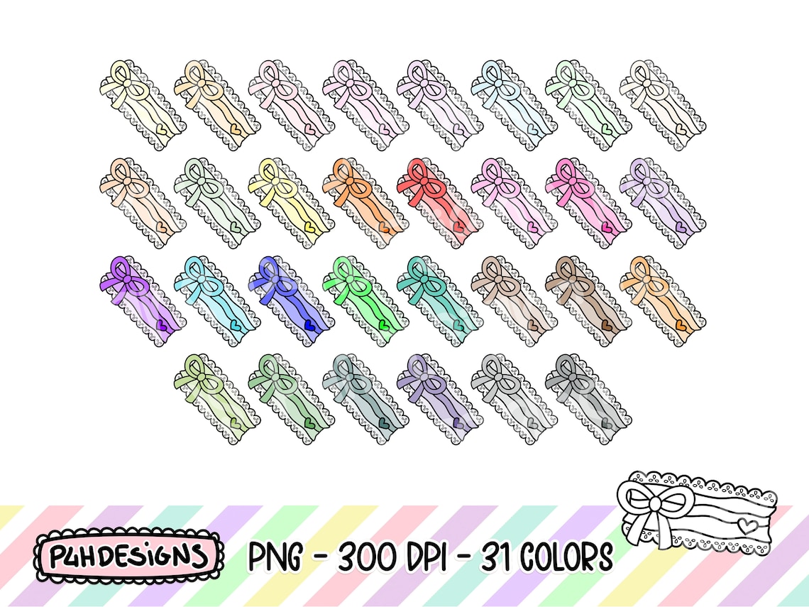 Garter Clipart, Doodle Clipart, Multicolor, Commercial Use, Hand Drawn ...