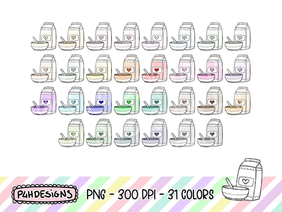 Breakfast Clipart Doodle Clipart Multicolor Commercial Use | Etsy