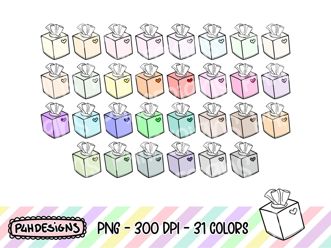 Tissues Box Clipart, Doodle Clipart, Multicolor, Commercial Use, Hand ...
